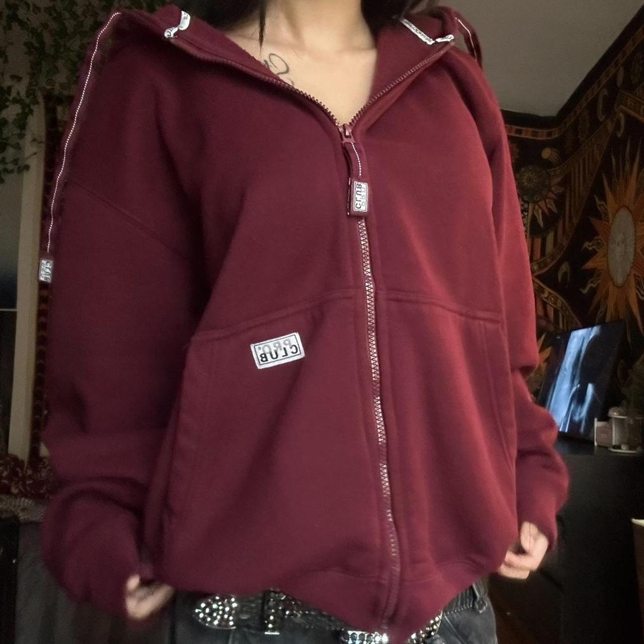 burgundy pro club zip up jacket! #proclub #chola... - Depop