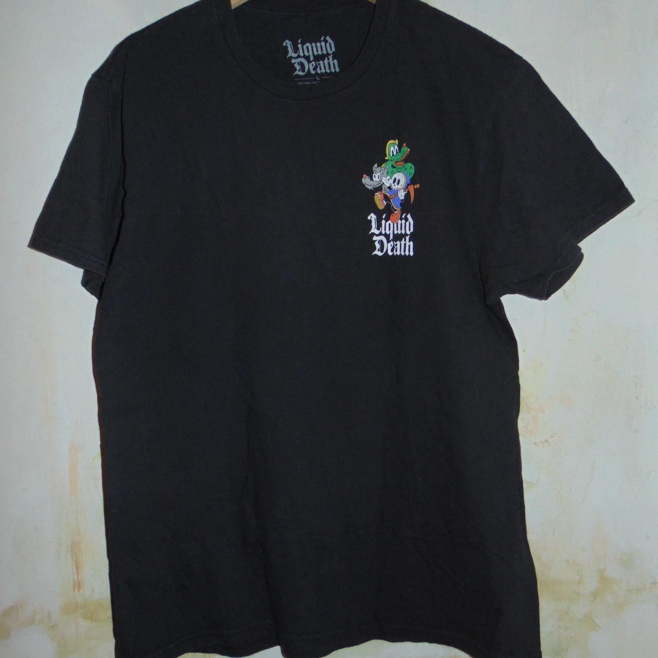 Liquid Death Double Sided Graphic T-Shirt Skull... - Depop