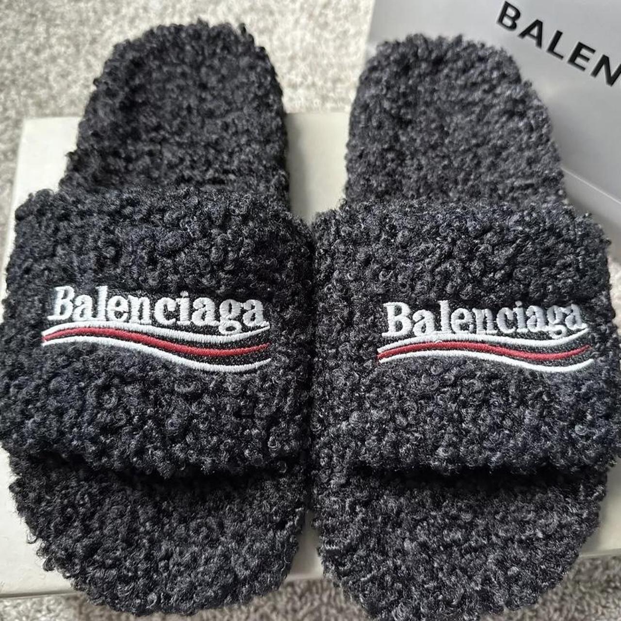 Balenciaga fuzzy slides - Depop