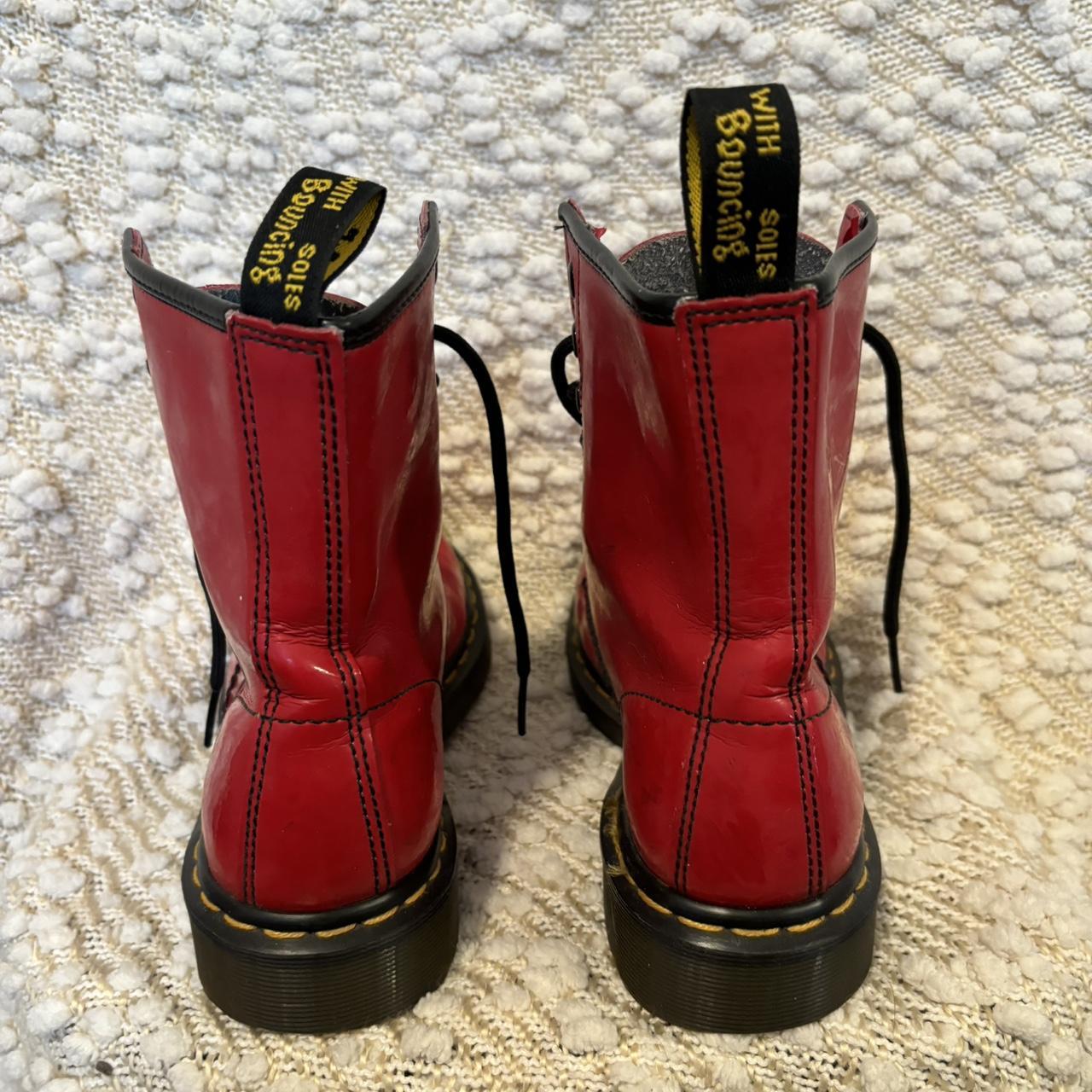 Red Doc Martens 1460 Leather Boots US 6 - Depop