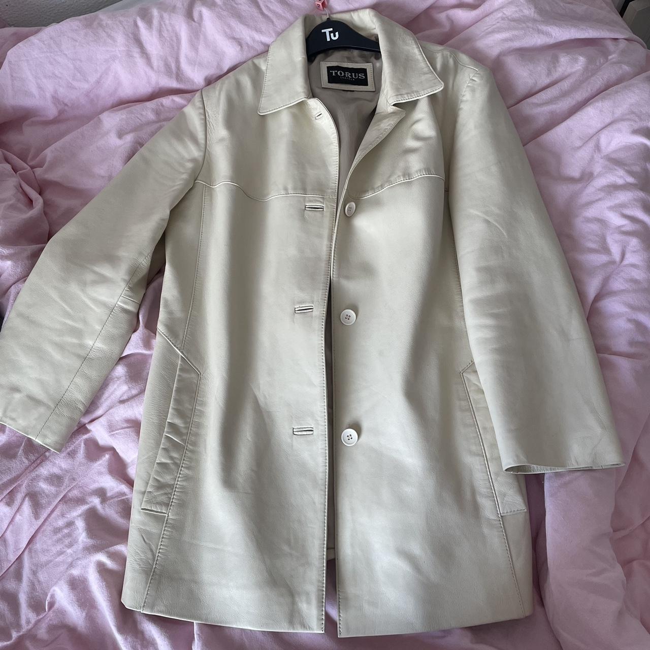 Cream Leather jacket Vintage leather high... - Depop