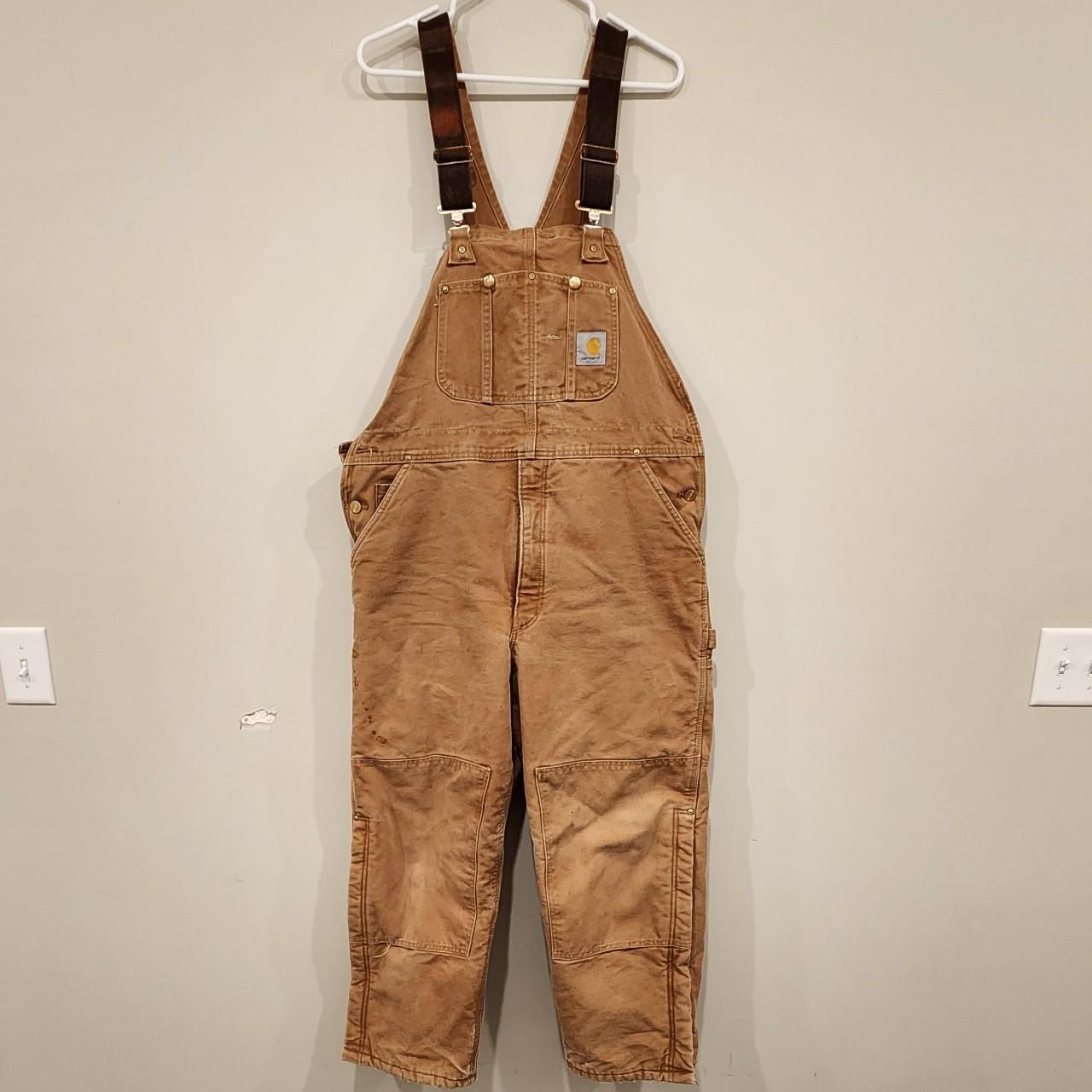 Nice Tan Carhartt Overalls very nice with a warm ... - Depop