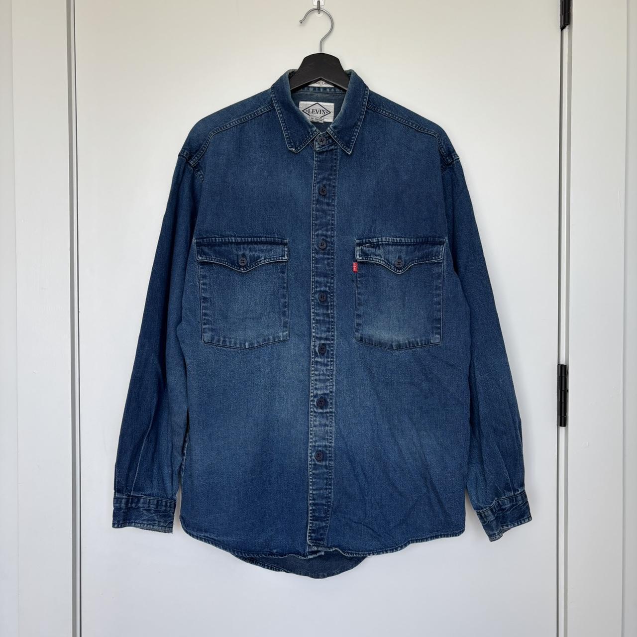 Vintage 80s 90s Levi’s denim button up over shirt -... | Depop