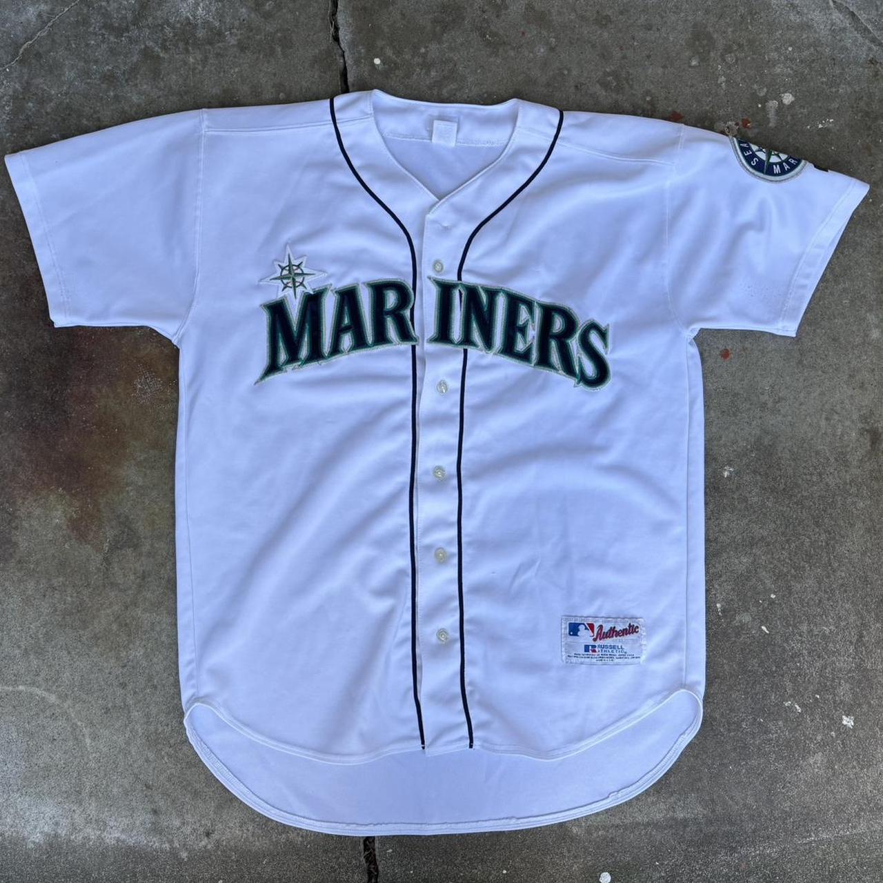 Vintage 90s Russell Athletic Seattle Mariners white... | Depop