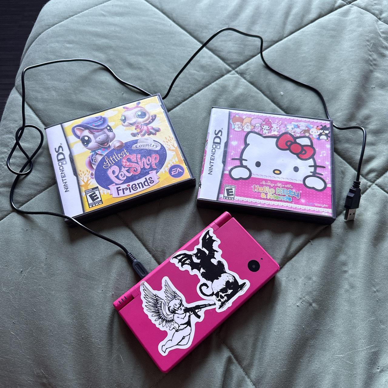 pink nintendo dsi with two games! - Depop