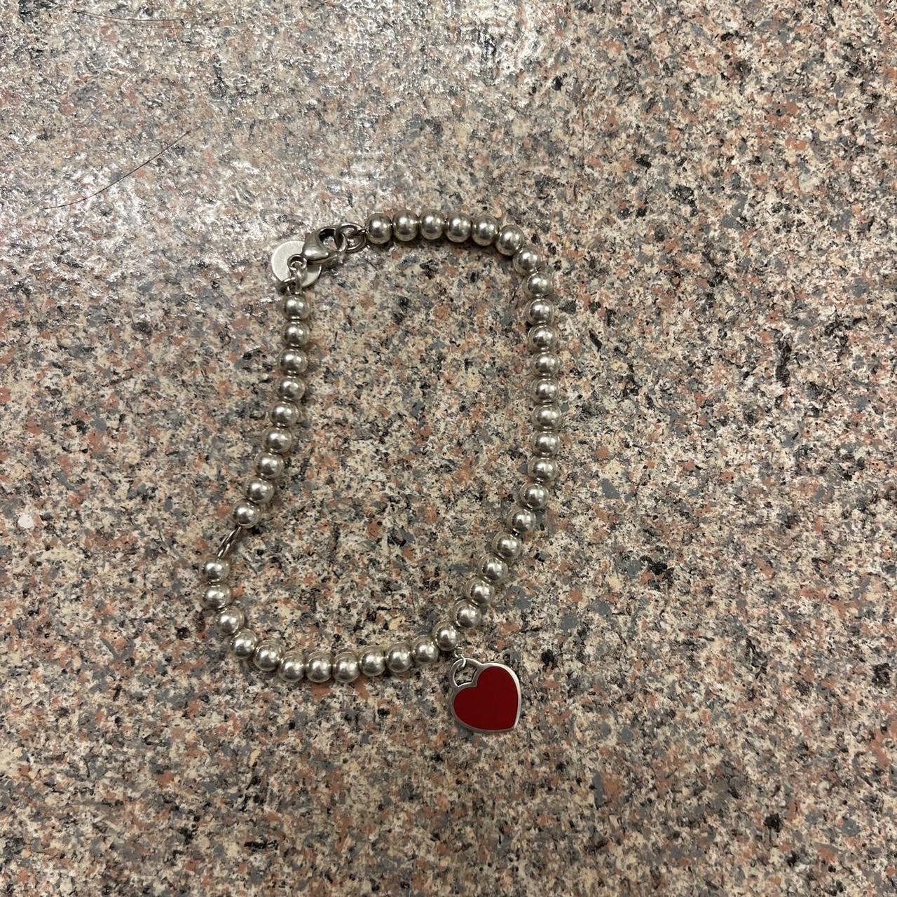 return to tiffany red enamel heart bracelet size... - Depop