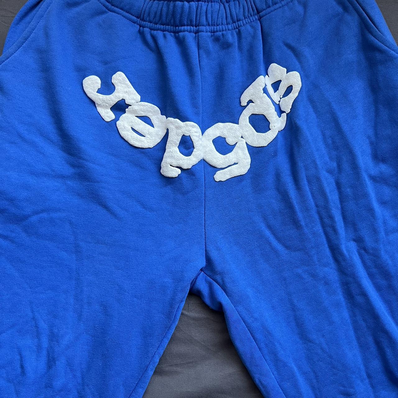 Blue spider sweatpants size large brand new worn once - Depop
