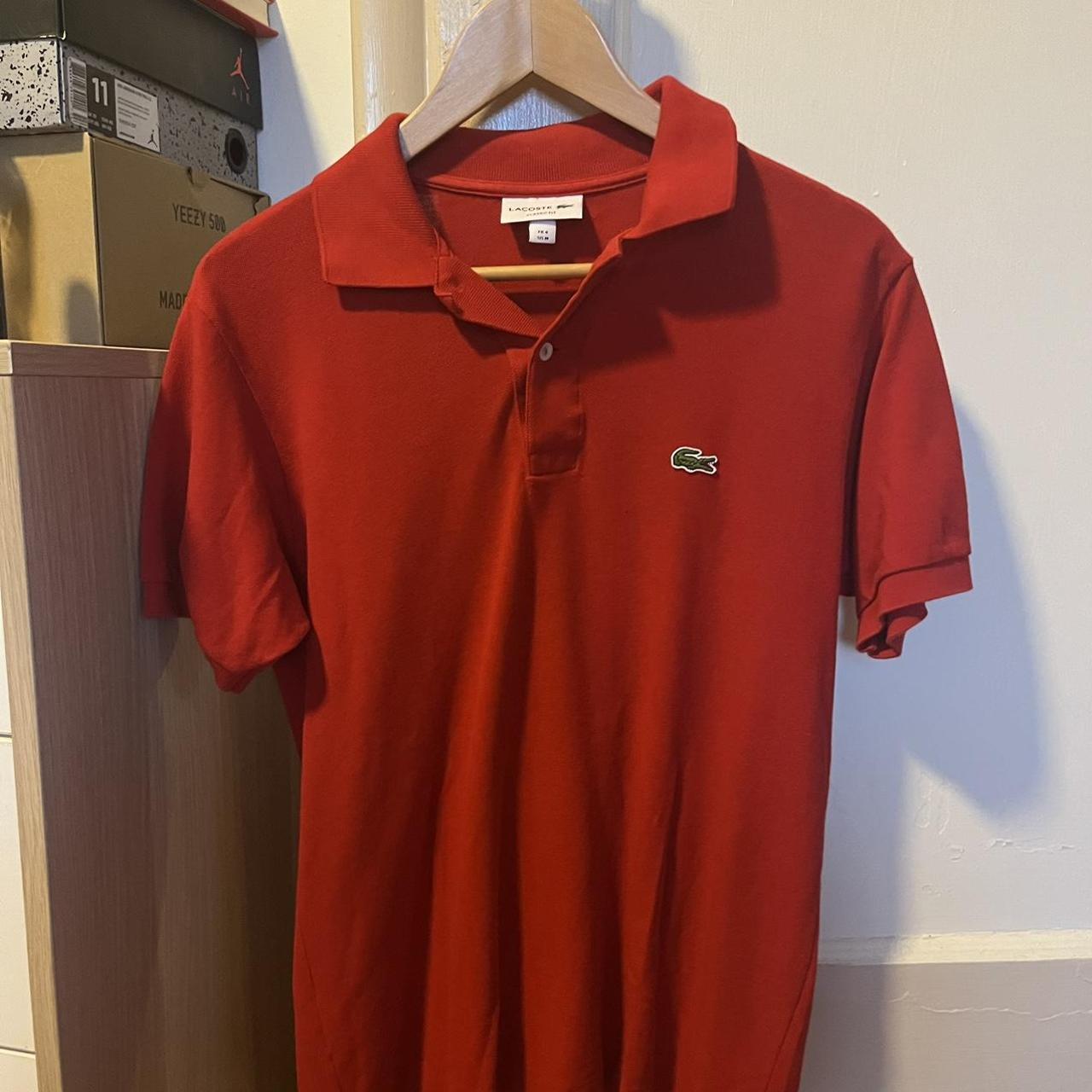 Red Lacoste Polo Men’s Medium - Depop
