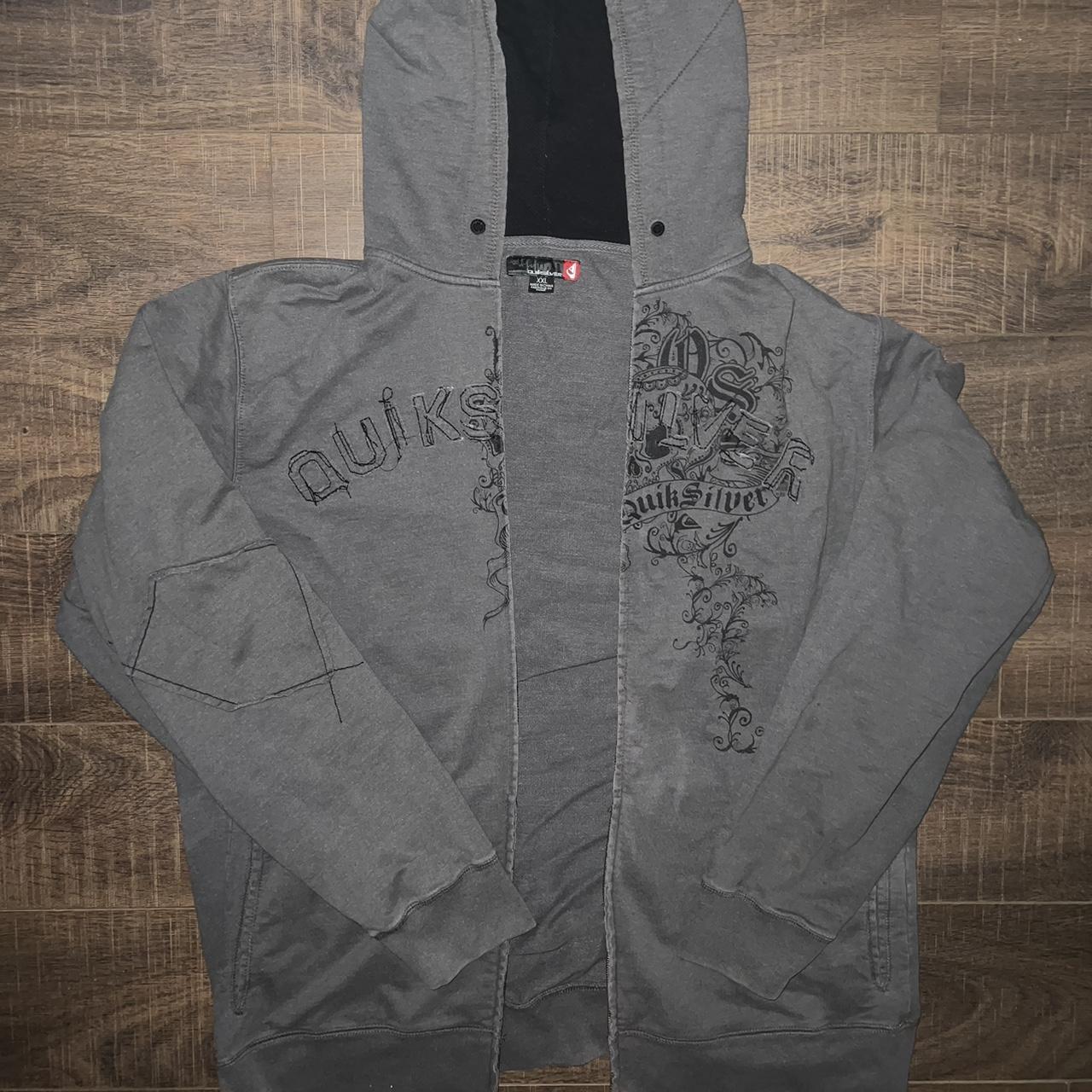 Men’s Quicksilver Gray Zip Up Size XXL, Worn... - Depop