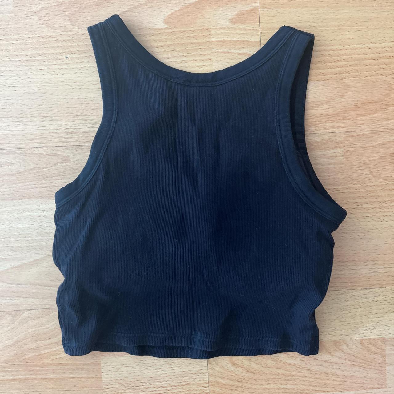 Uniqlo black cotton rip crop top tank With built in... | Depop