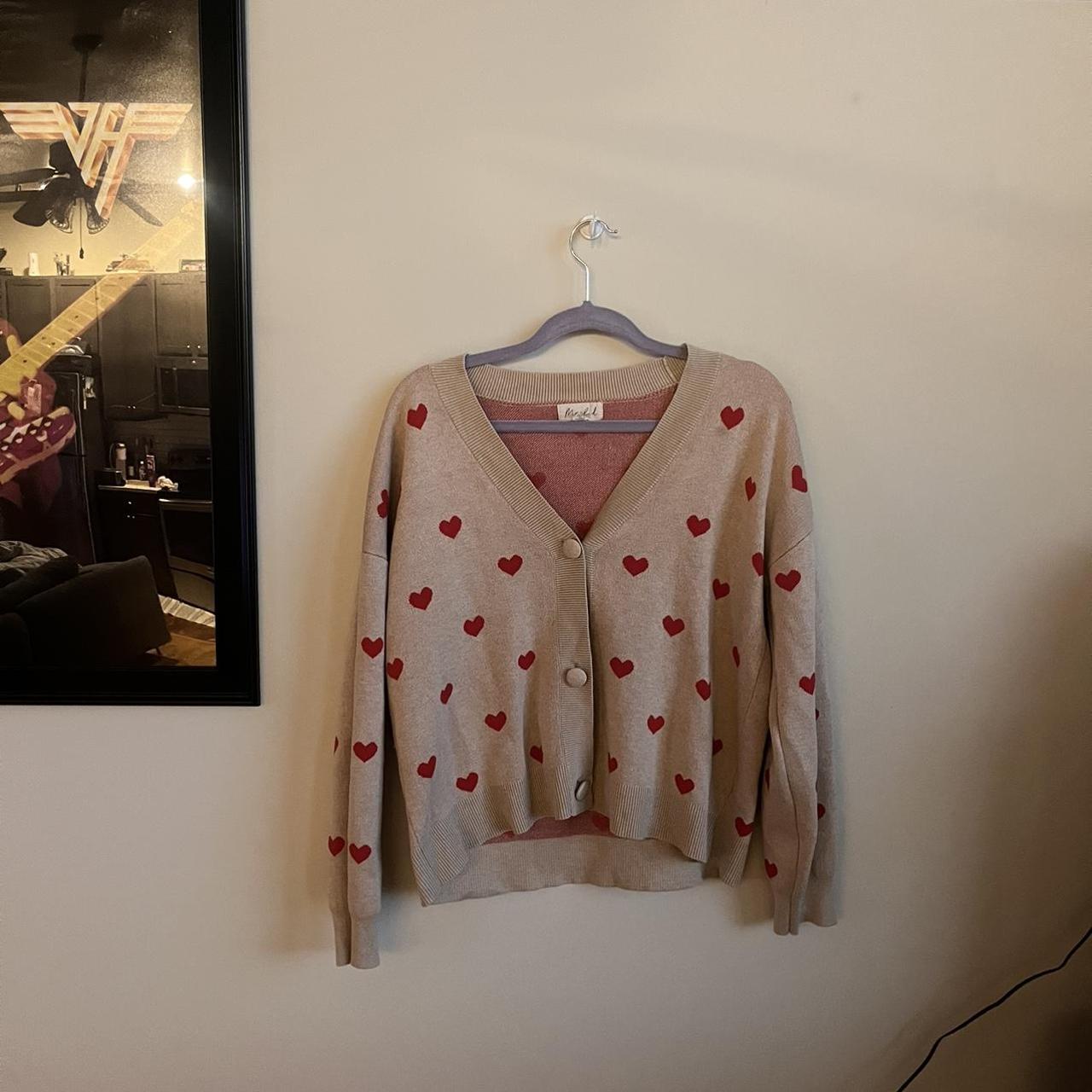 Large Heart Cardigan (cute for valentine’s day... - Depop