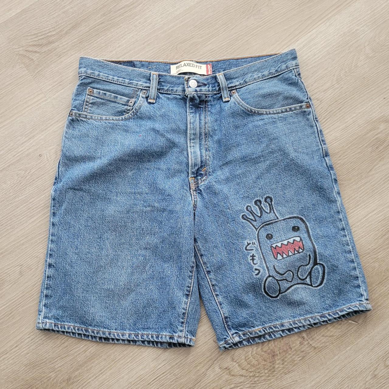 DOMO Jean Shorts Jorts Grunge Skater Goth Japanese... - Depop
