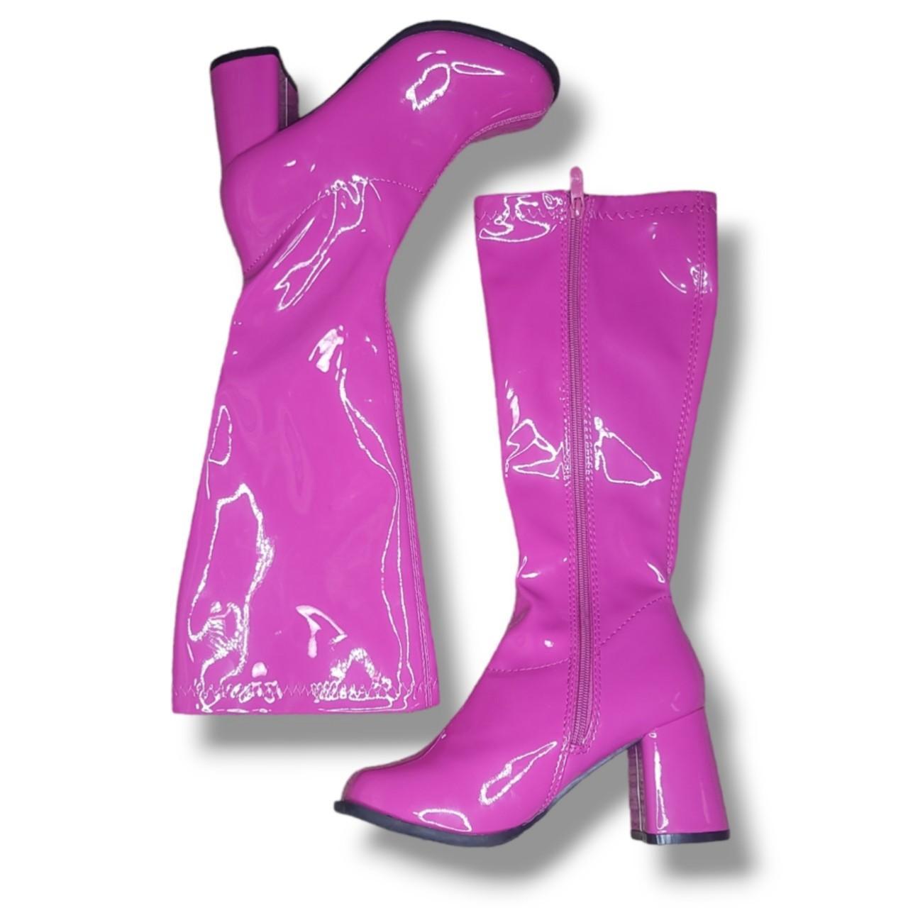 Patent leather pink gogo boots •brand -ellie •good... - Depop