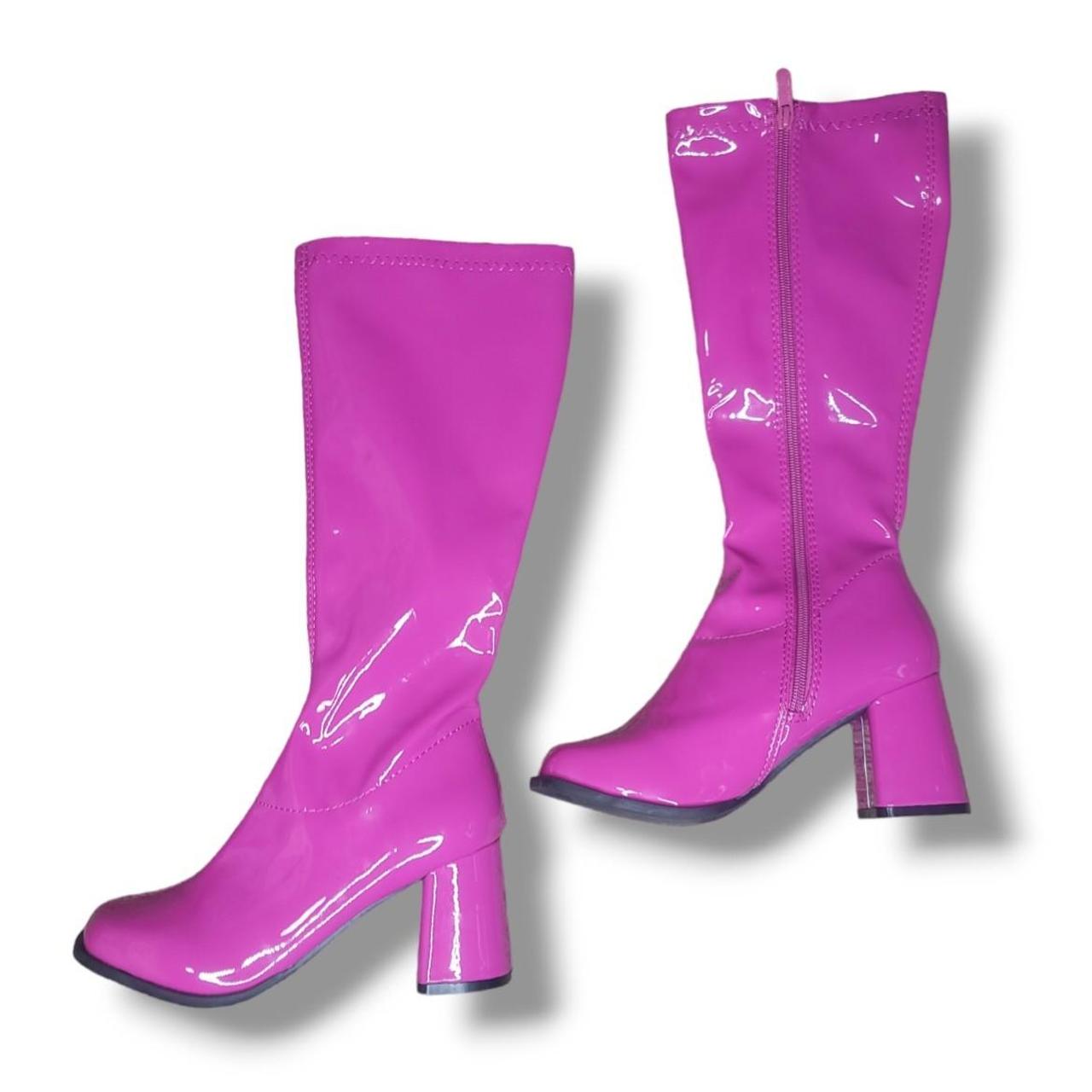Patent leather pink gogo boots •brand -ellie •good... - Depop