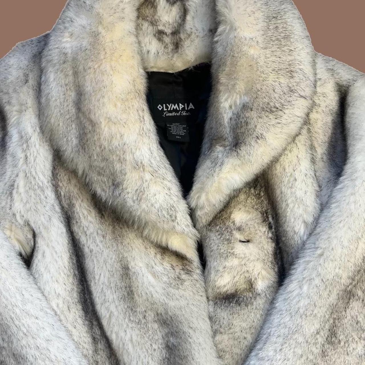 OLYMPIA Limited Inc. Faux Fur Over Coat With Black... - Depop