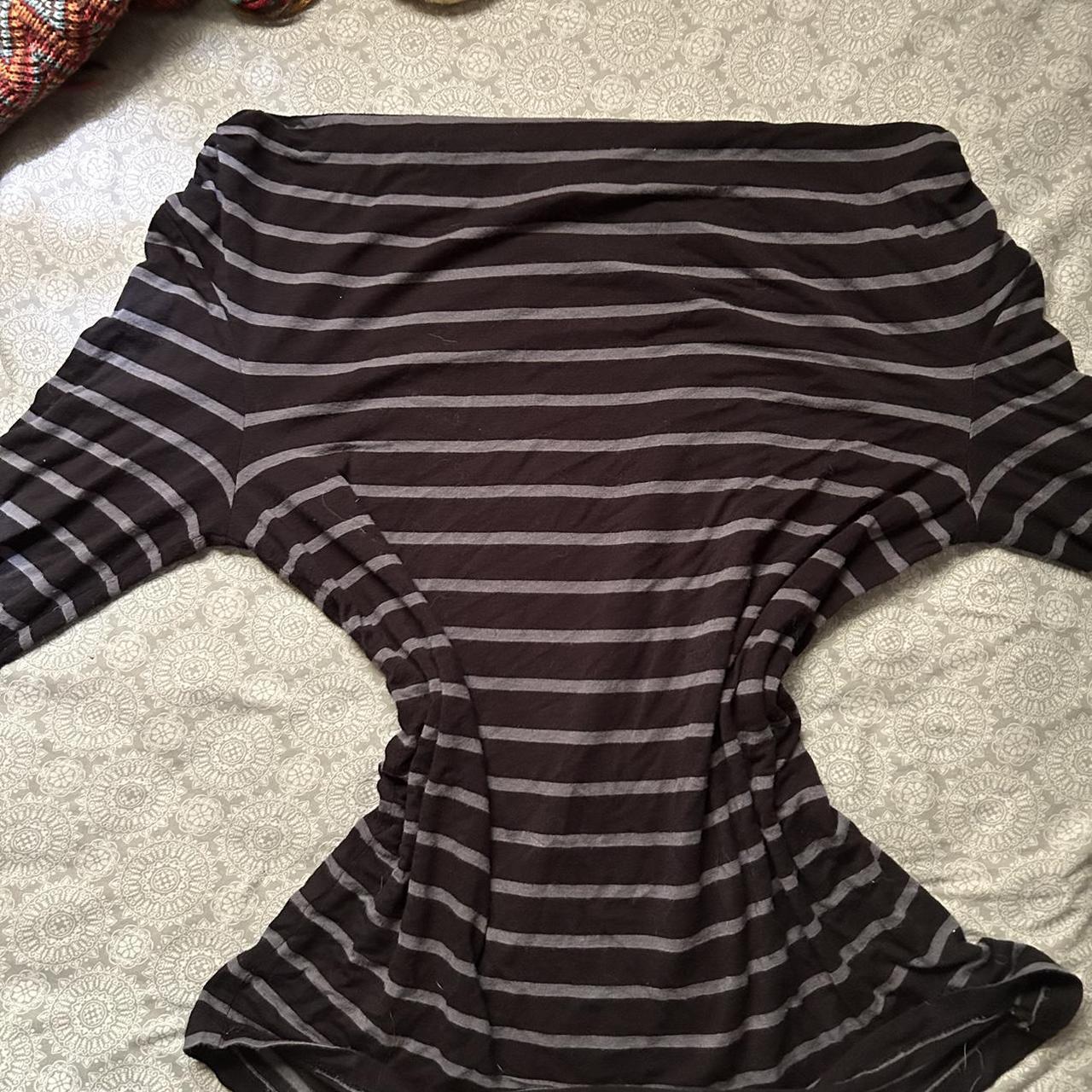 Emo Y2k Mcbling Off the Shoulder Striped Long Sleeve... - Depop