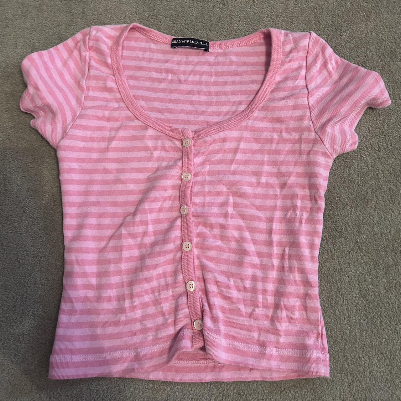 cropped pink brandy melville top - Depop