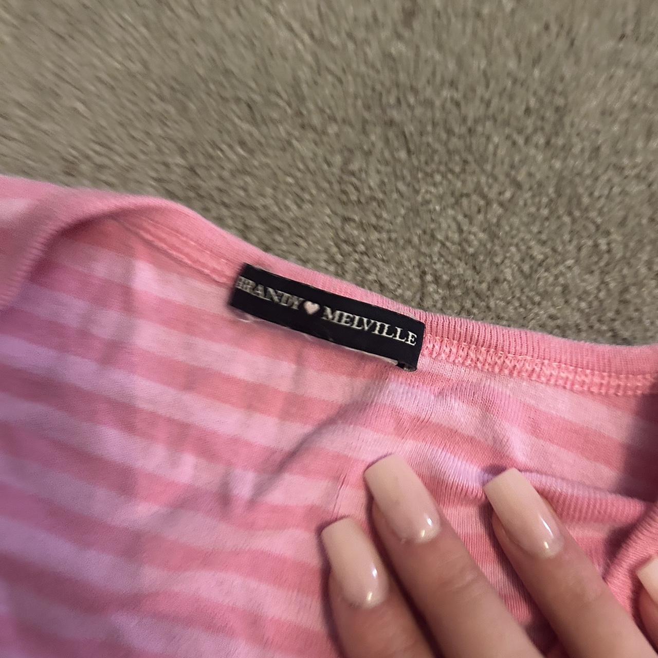 cropped pink brandy melville top - Depop