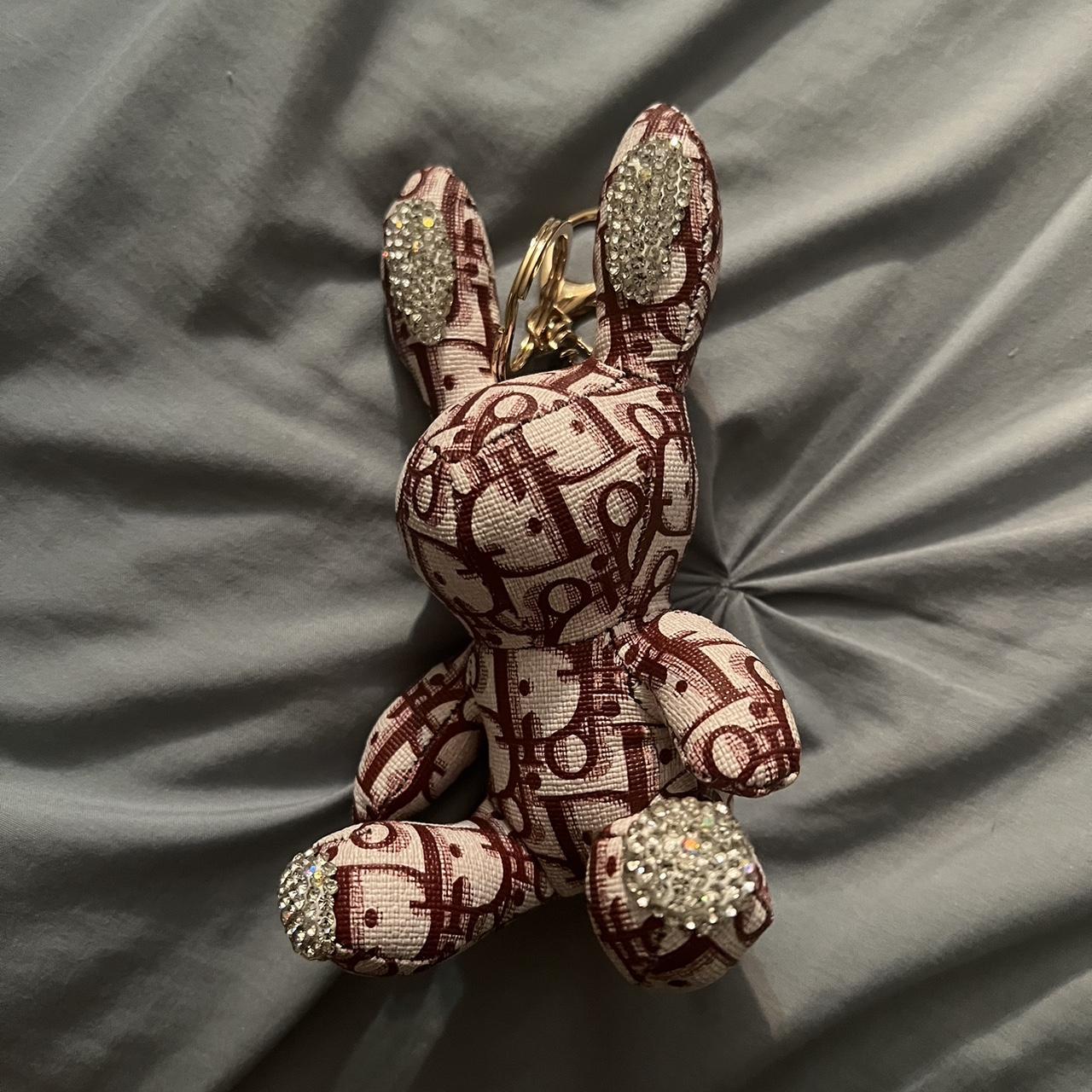 Dior bunny keychain decor new burgundy and cream... - Depop