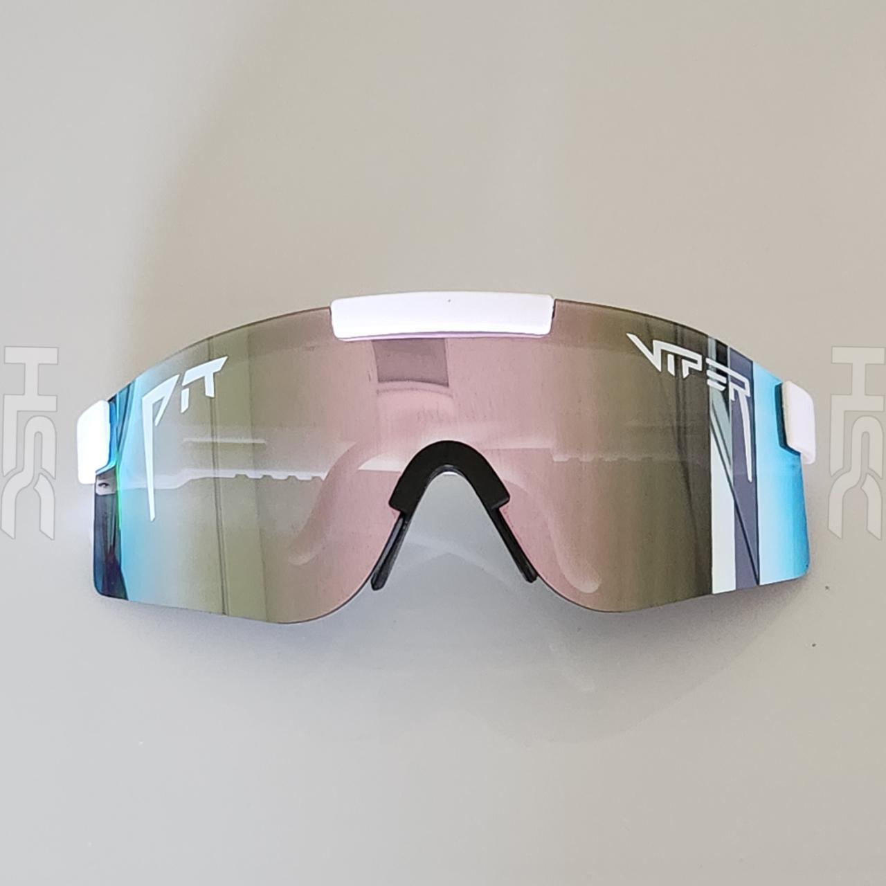 Matte White Frame with Blush Pink Mirror Lens Pit... | Depop