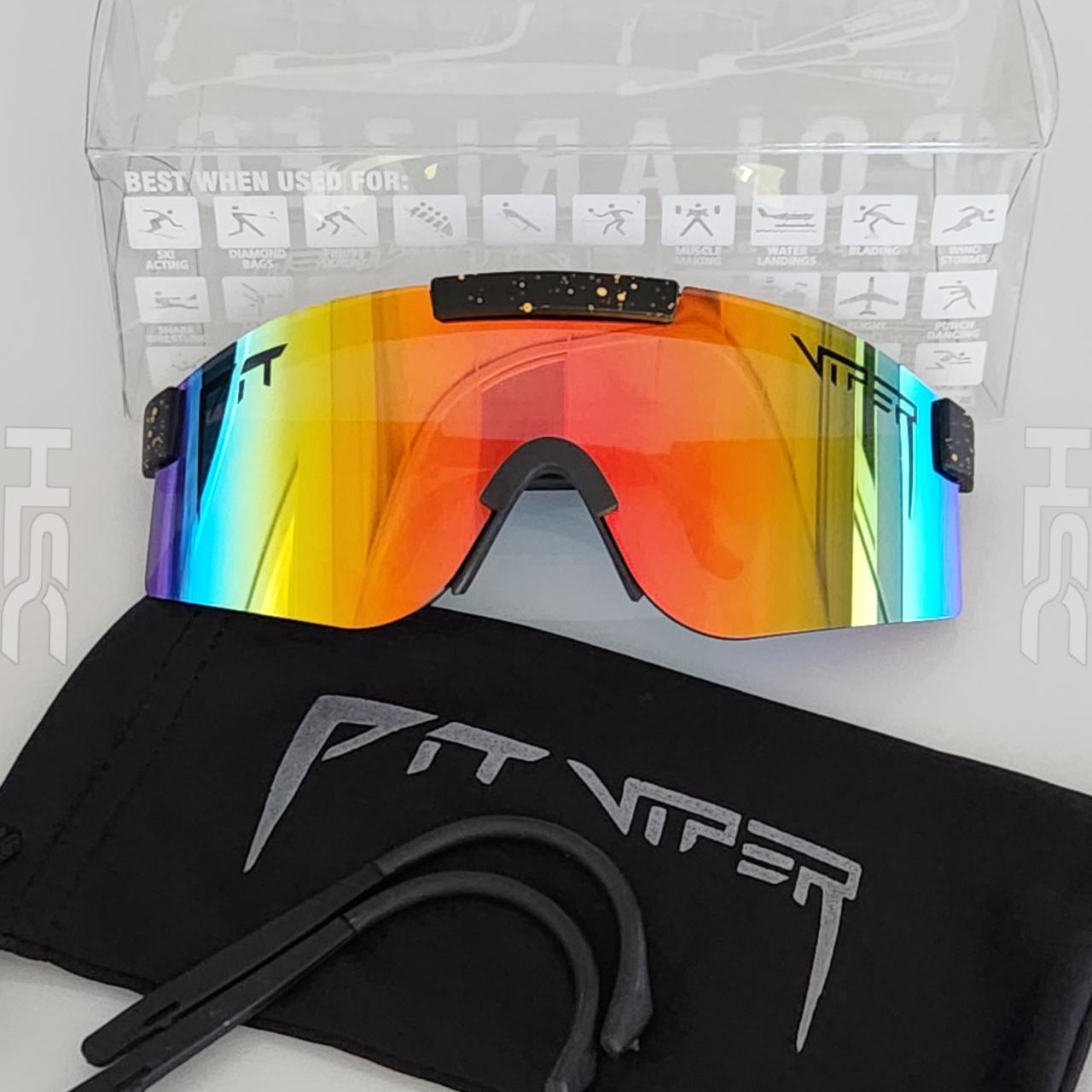 Black Frame with Flash Orange Mirror Lens Pit Viper... - Depop