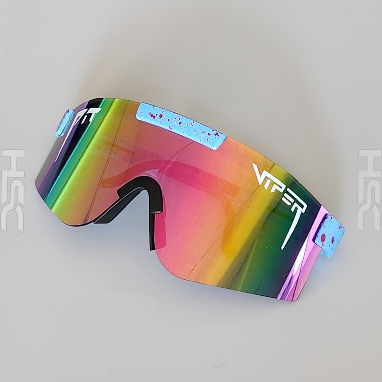 Light Blue Frame with Flash Pink Mirror Lens Pit... - Depop