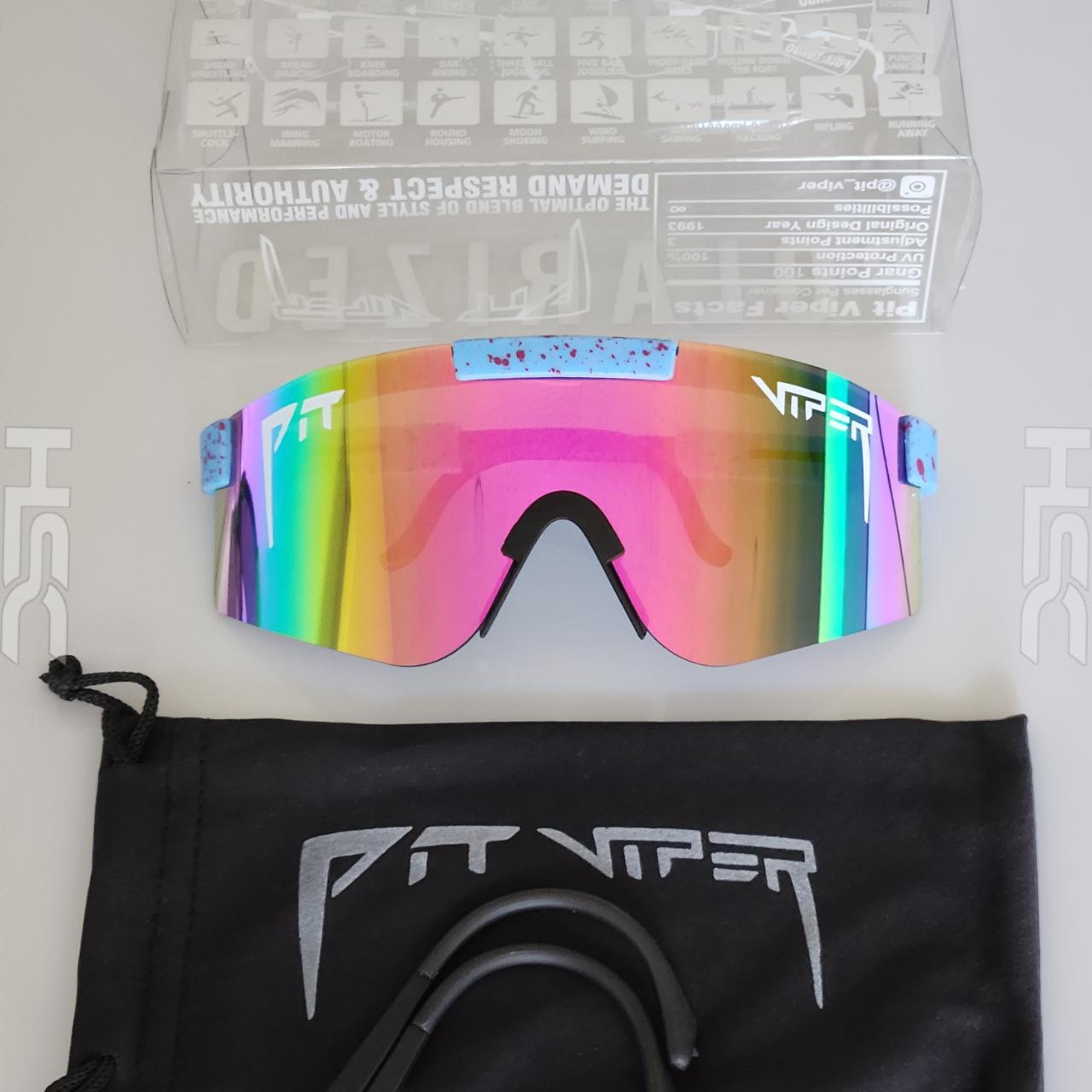 Light Blue Frame with Flash Pink Mirror Lens Pit... - Depop