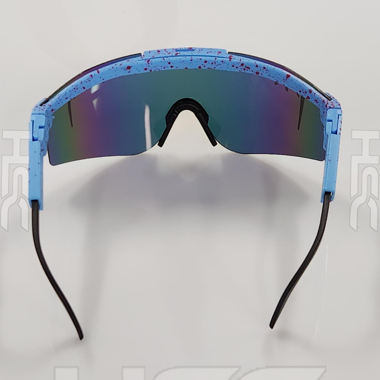 Light Blue Frame with Flash Pink Mirror Lens Pit... - Depop