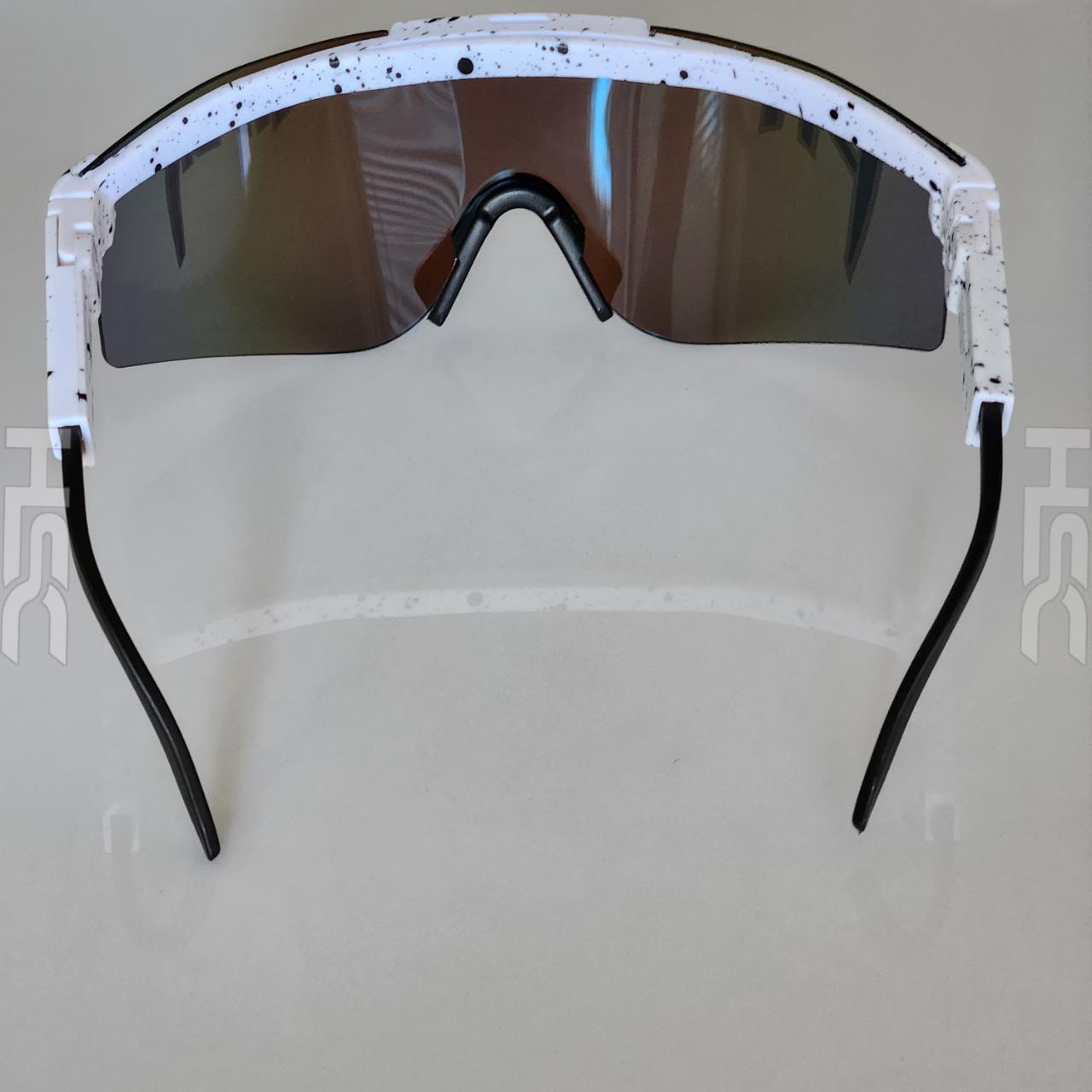 White Frame with Blue Mirror Lens Pit Viper... - Depop