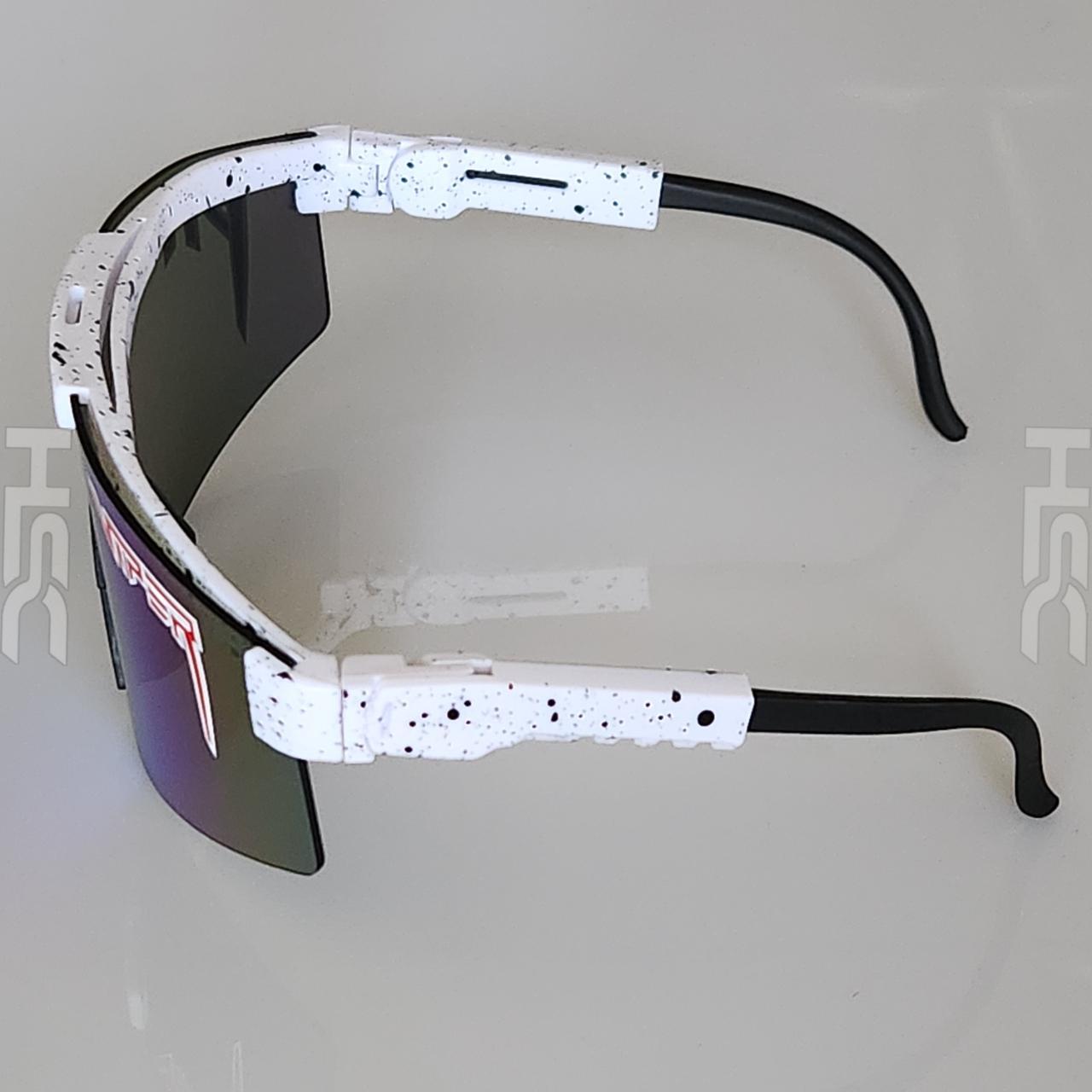 White Frame with Blue Mirror Lens Pit Viper... - Depop