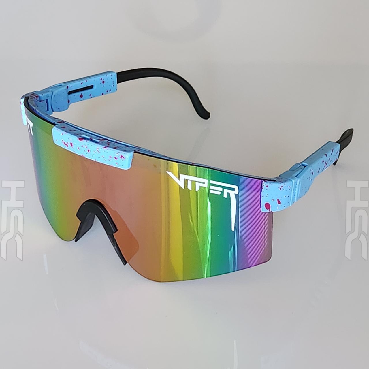 Light Blue Frame with Flash Pink Mirror Lens Pit... - Depop