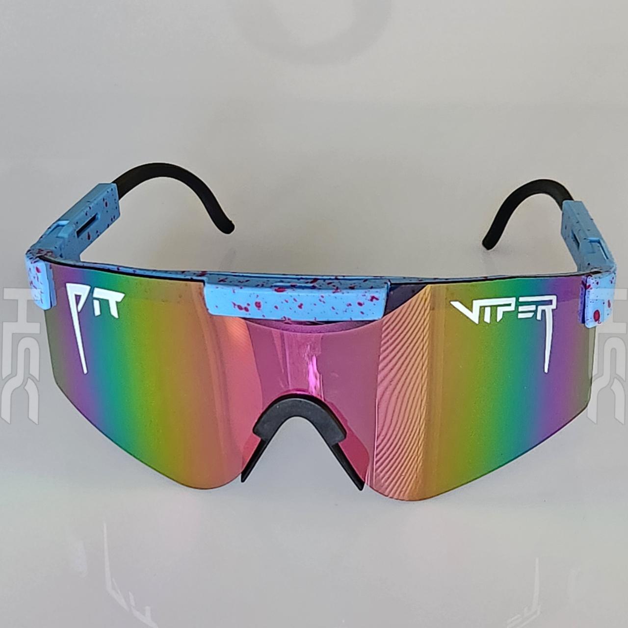 Light Blue Frame with Flash Pink Mirror Lens Pit... - Depop