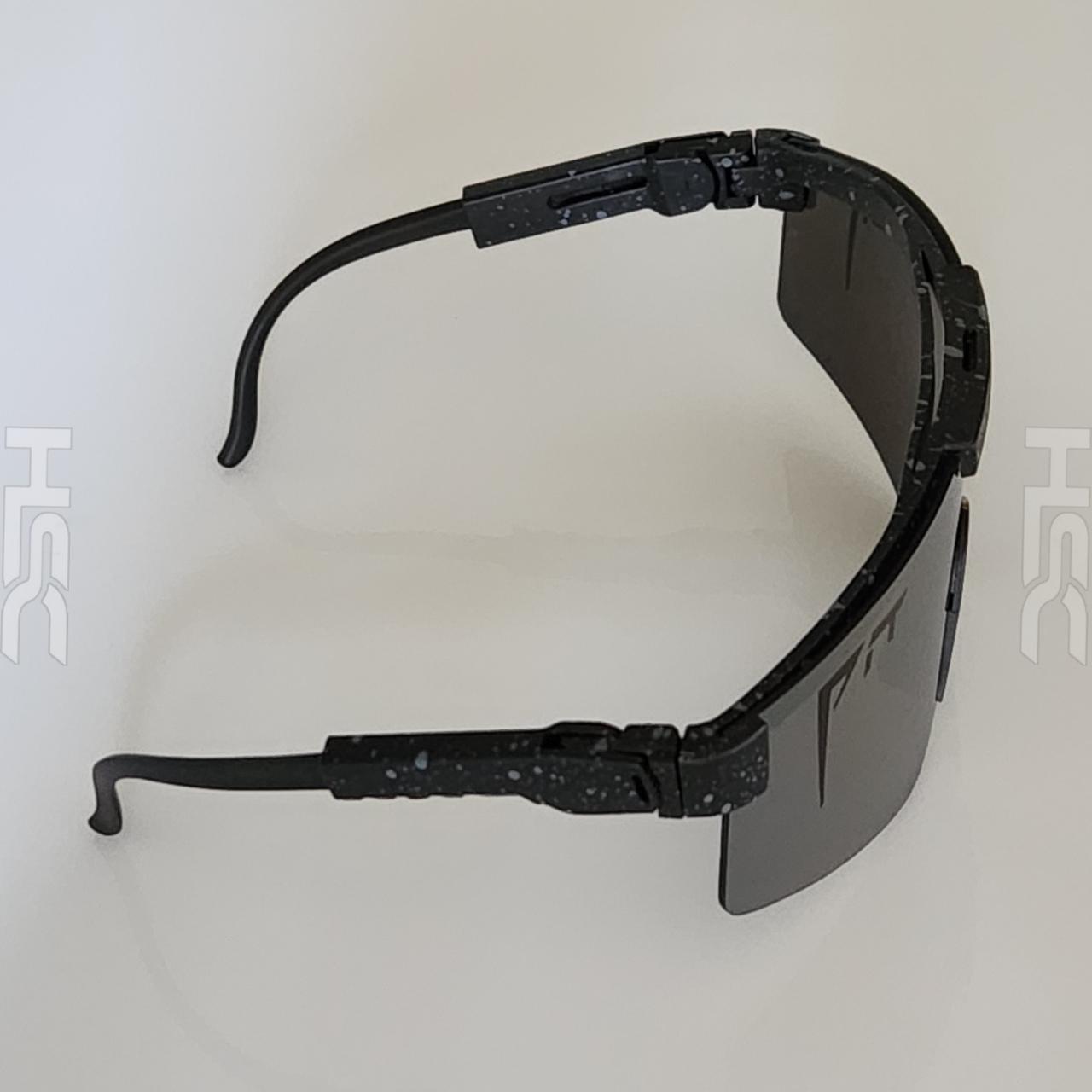 Black Frame with Platinum Silver Mirrored Lens Pit... - Depop