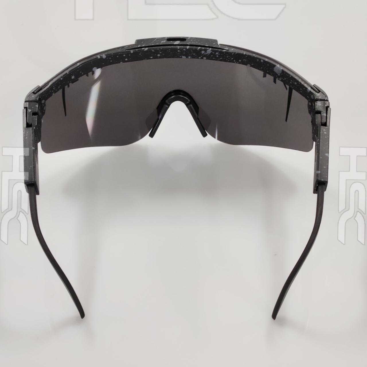 Black Frame with Platinum Silver Mirrored Lens Pit... - Depop