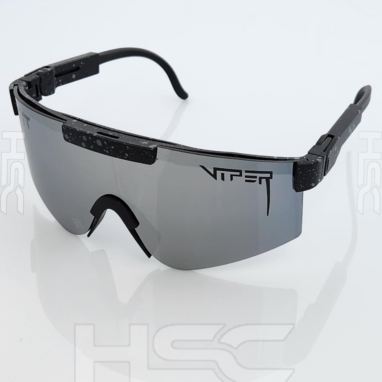 Black Frame with Platinum Silver Mirrored Lens Pit... - Depop