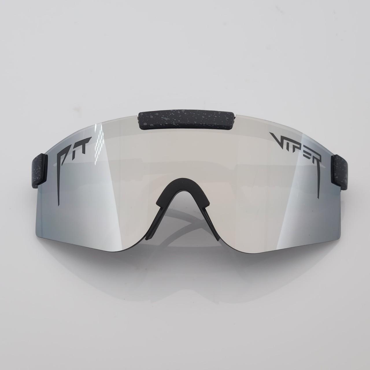 Black Frame with Platinum Silver Mirrored Lens Pit... - Depop