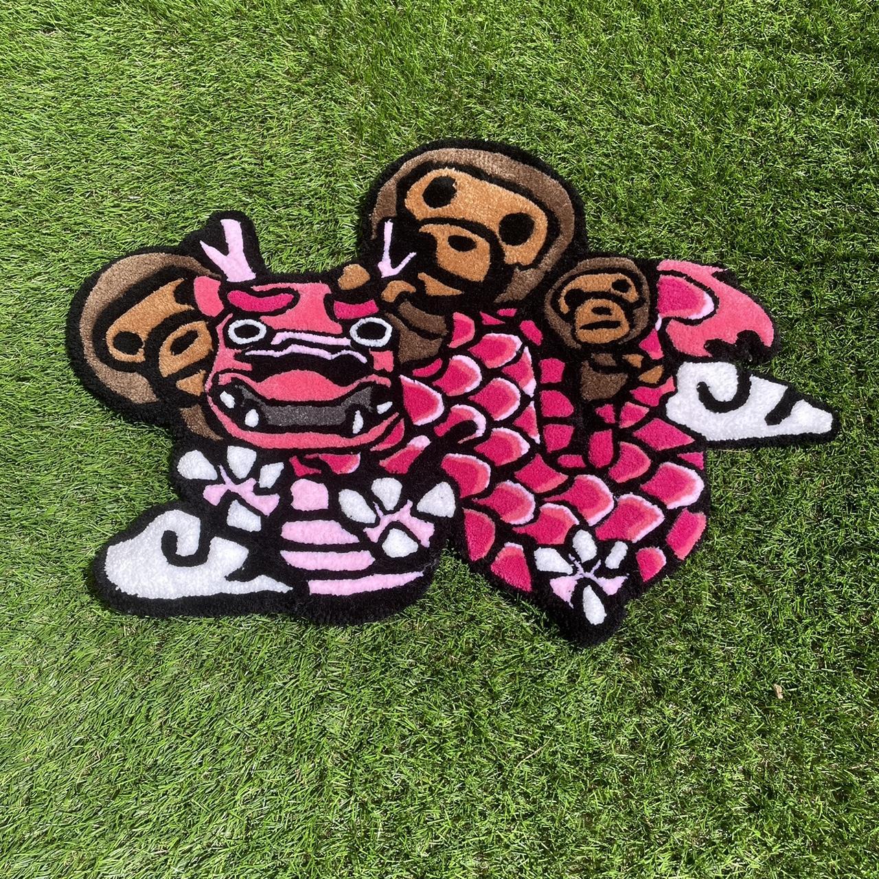Bape x Dragon🐒🐉 3’ft x 2.5’ft Handmade tufted rug I... - Depop