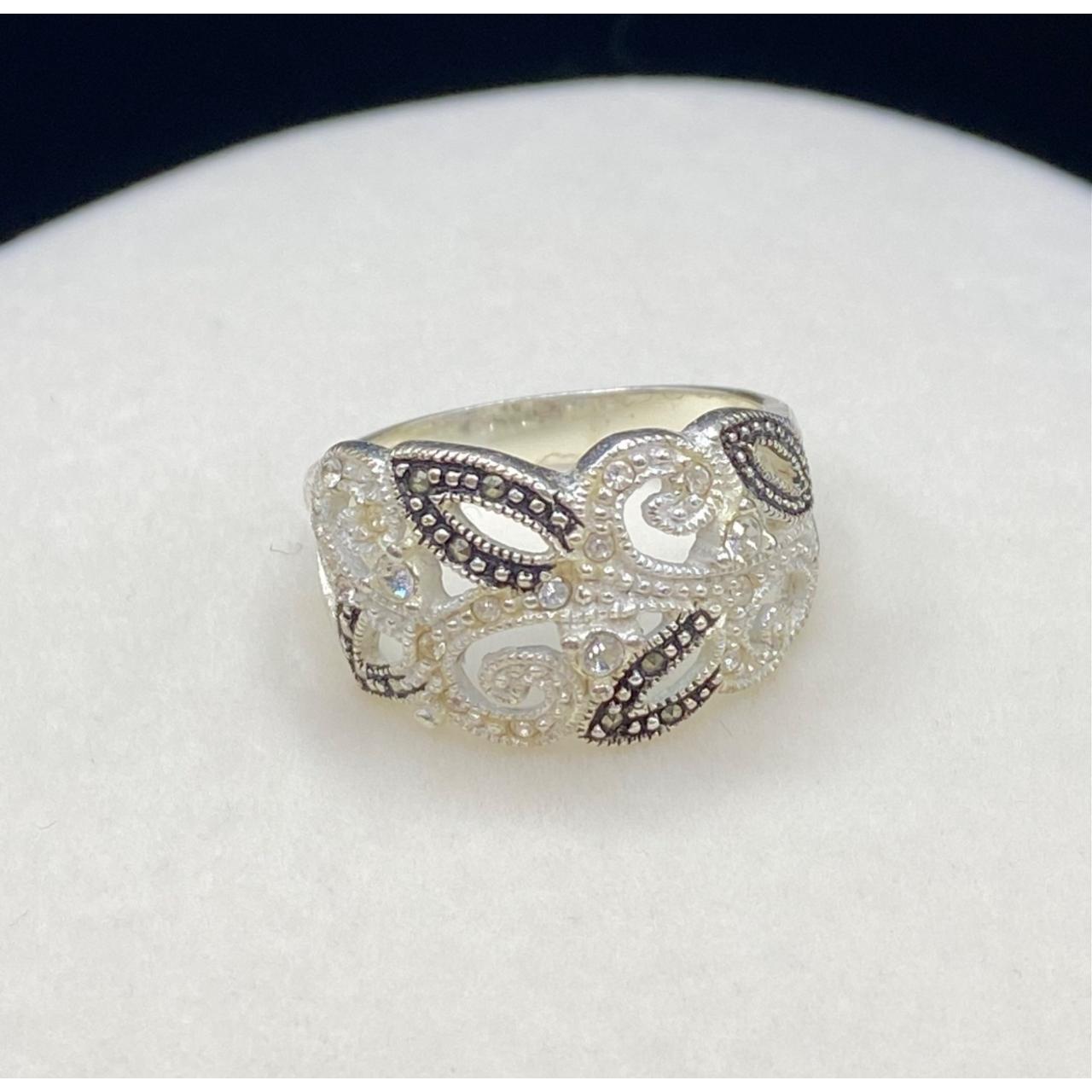 Vintage 925 CZ marcasite ring Stamped: 925... - Depop