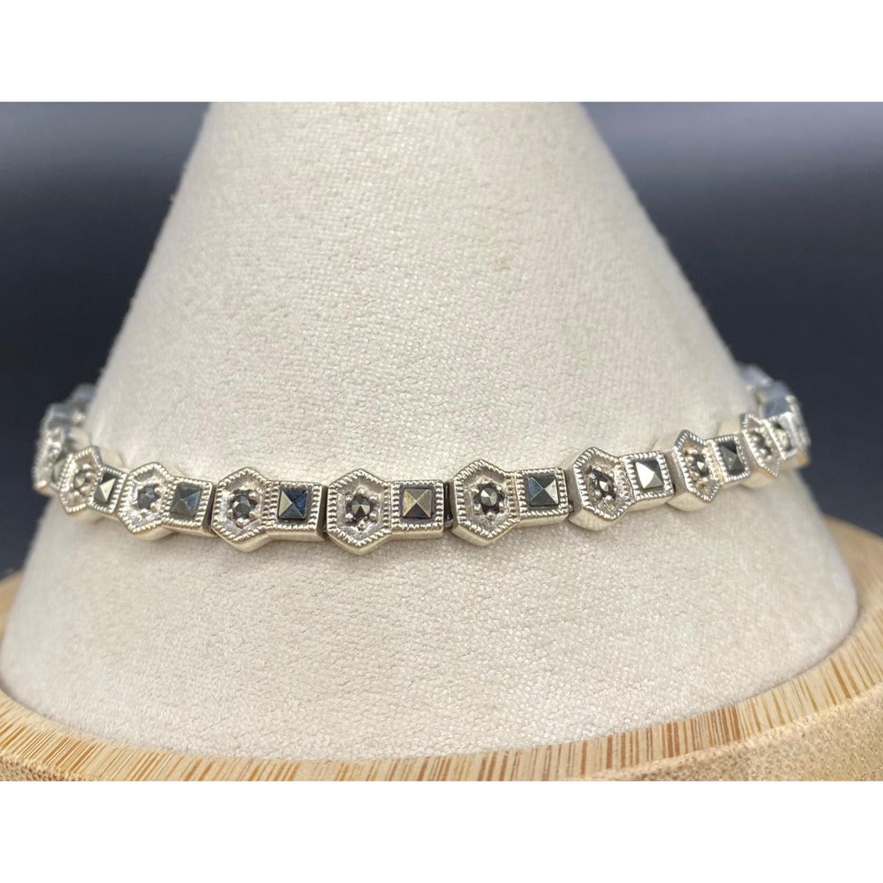 Vintage marcasite bracelet Stamped: 925 Condition:... - Depop