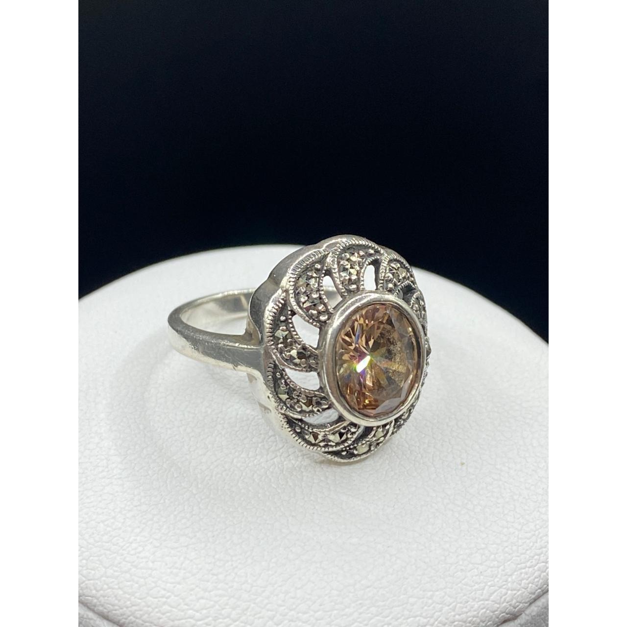 Citrine and marcasite 925 ring Stamped: 925... - Depop