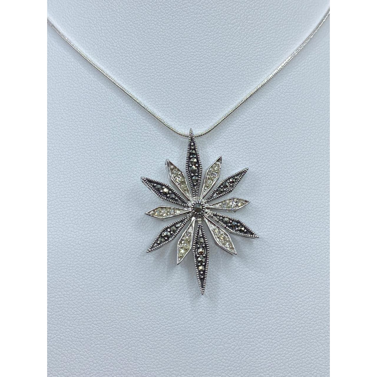 925 marcasite star necklace Stamped: 925 China... - Depop