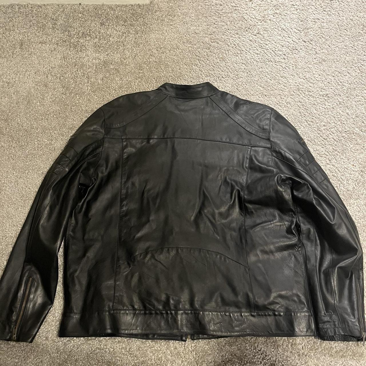 Black leather jacket with zipper and pockets (From... - Depop