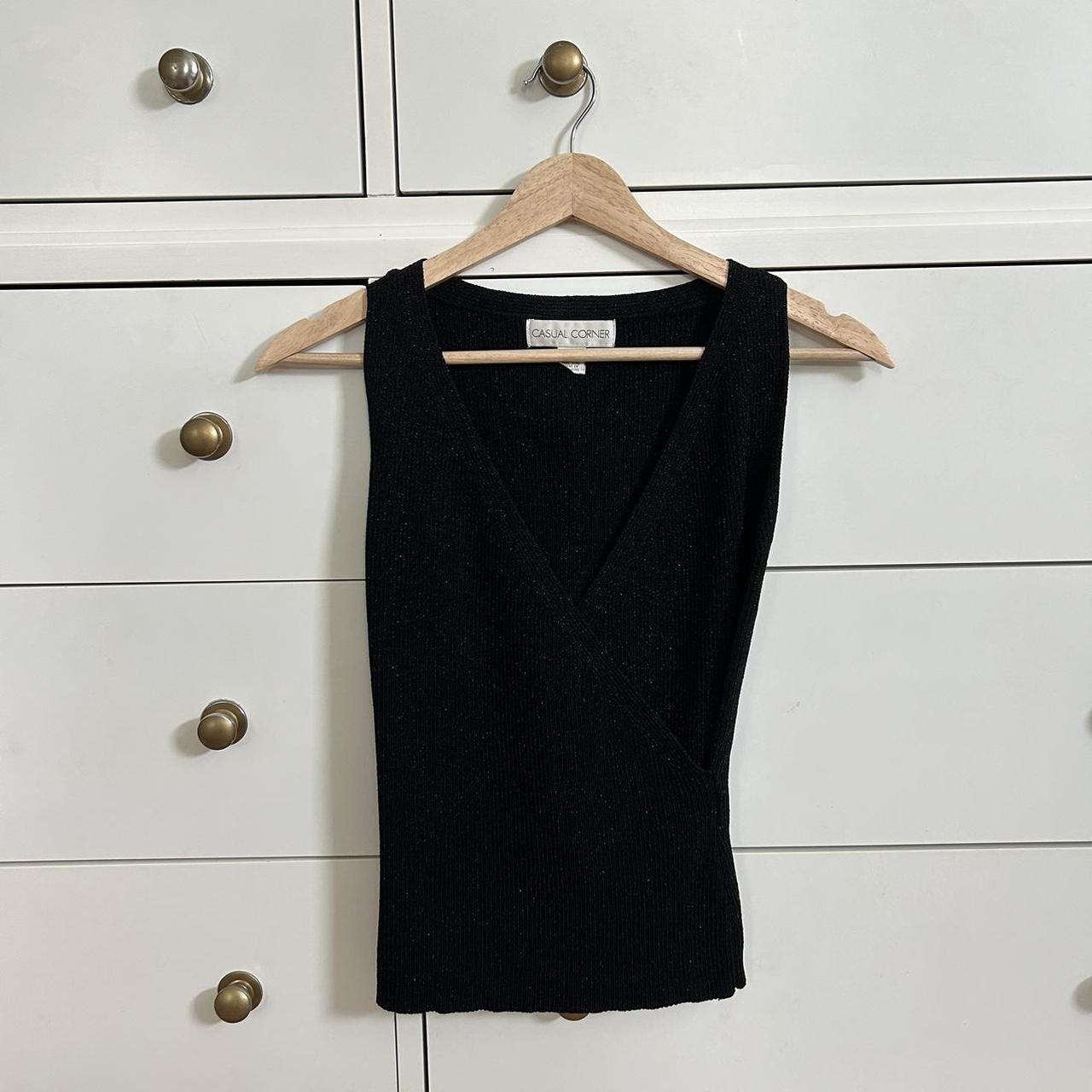 size s sparkly black cross over tank top! perfect... - Depop