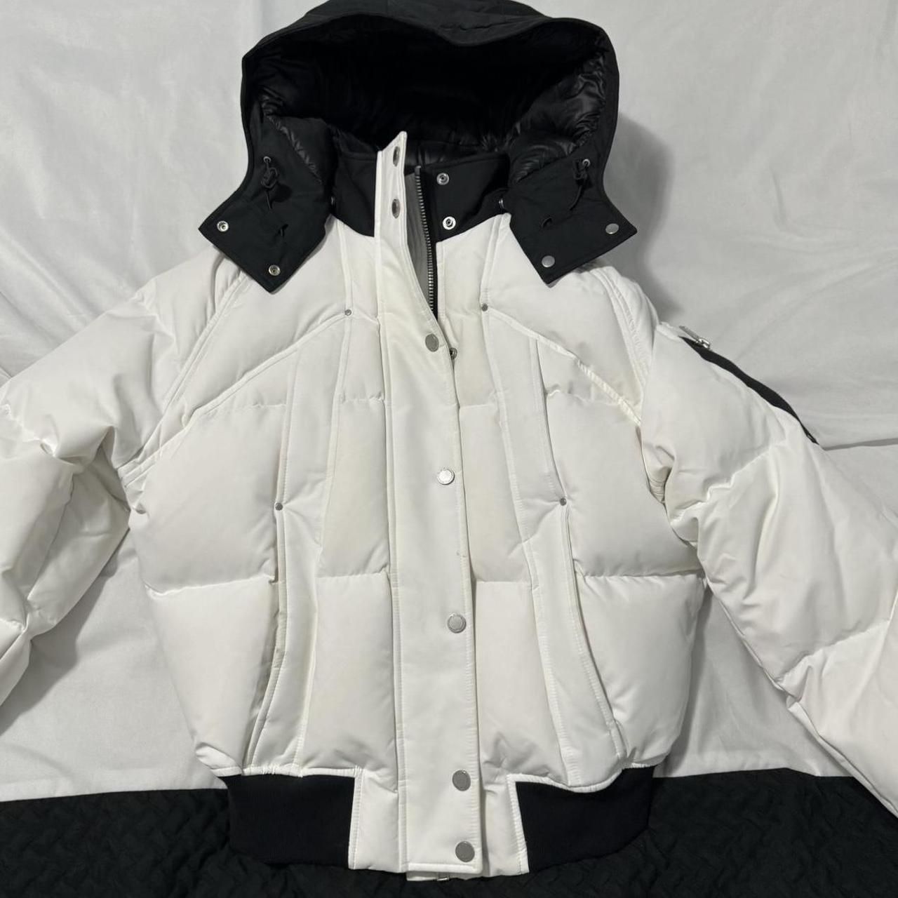 White Moose Knuckle puffer jacket with hood, zipper... - Depop