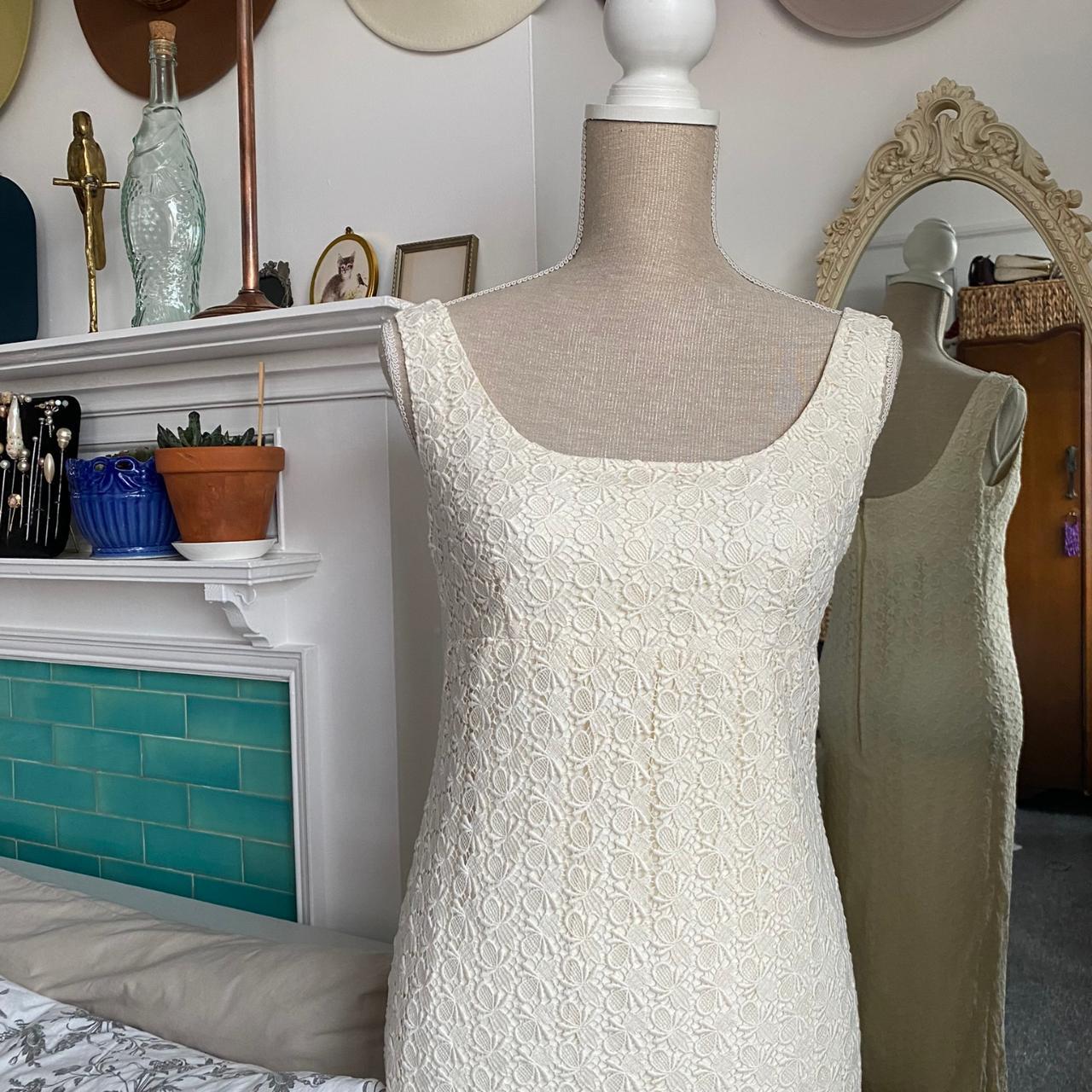 Embroidery Long Drees. Round neckline. Matching iner... - Depop