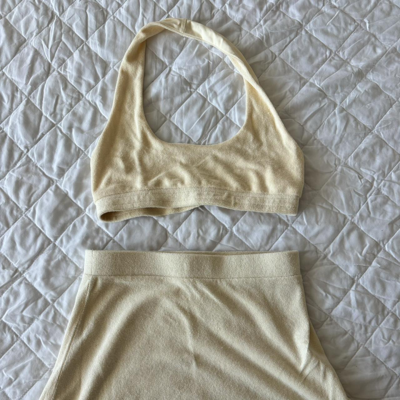 Peppermayo terry cloth set. Halter top size 6, skirt... | Depop
