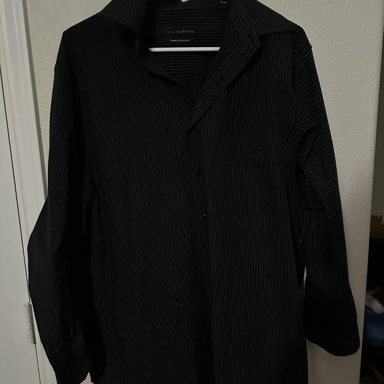 black pinstripe button up - Depop