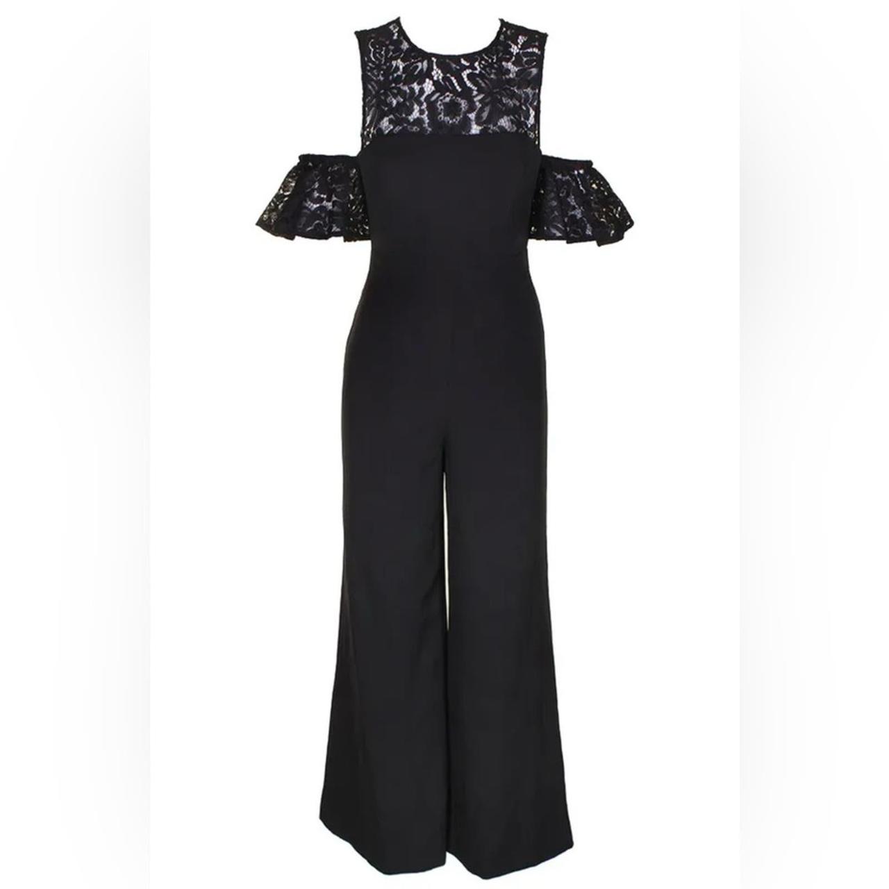 NWT $249 Cute Black Jumper!!! Wide leg Lace Cold... - Depop