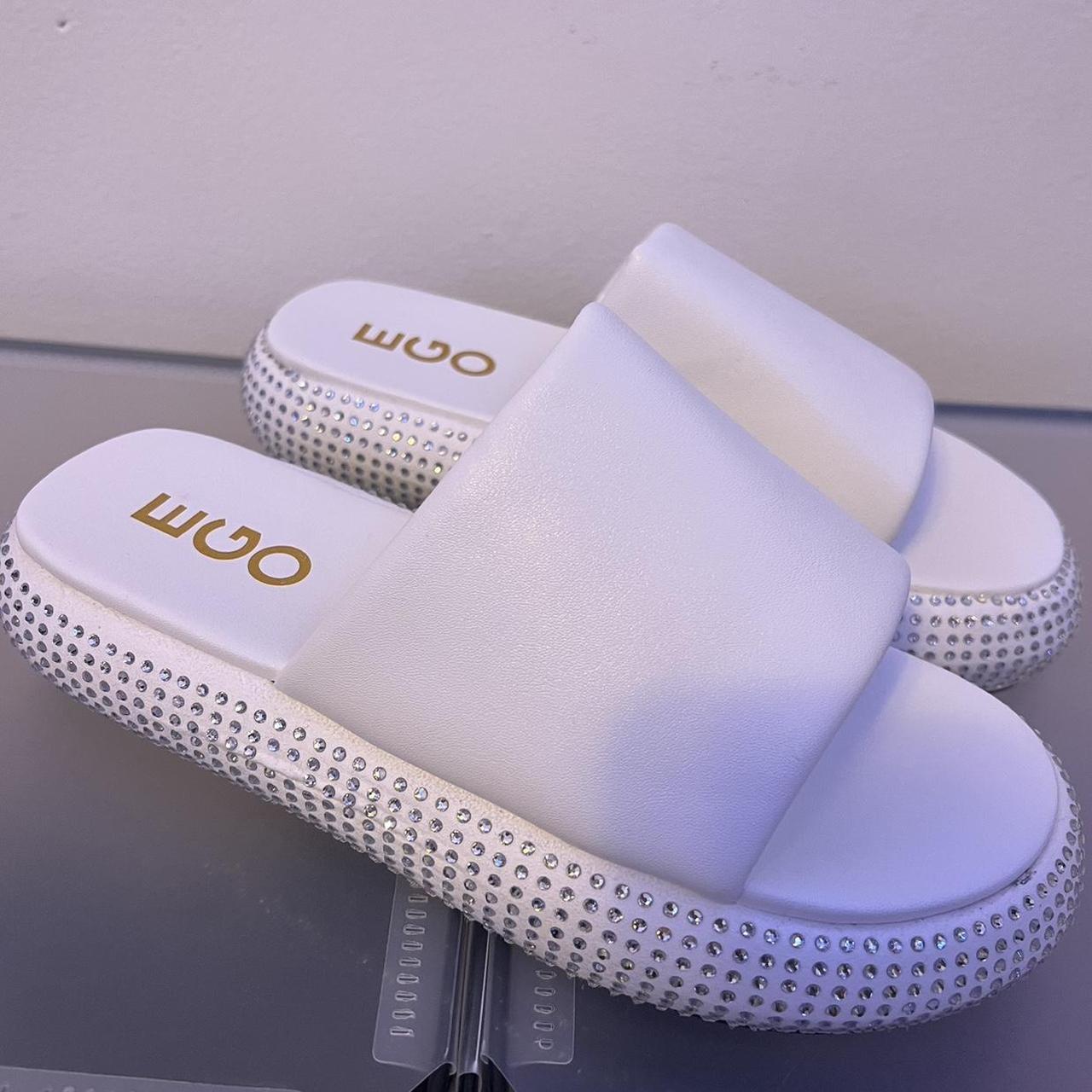 RHINESTONE EMBELLISHED PLATFORM SLIDER SANDAL IN... - Depop