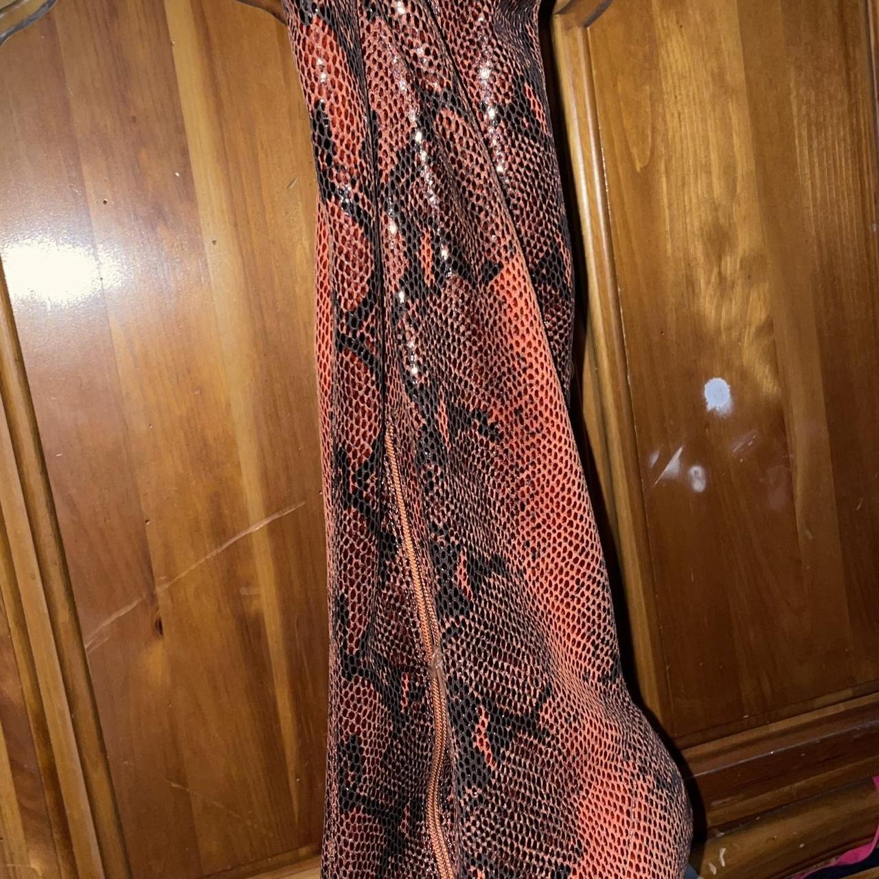 Fashion nova snake skin thigh high books size 6... - Depop